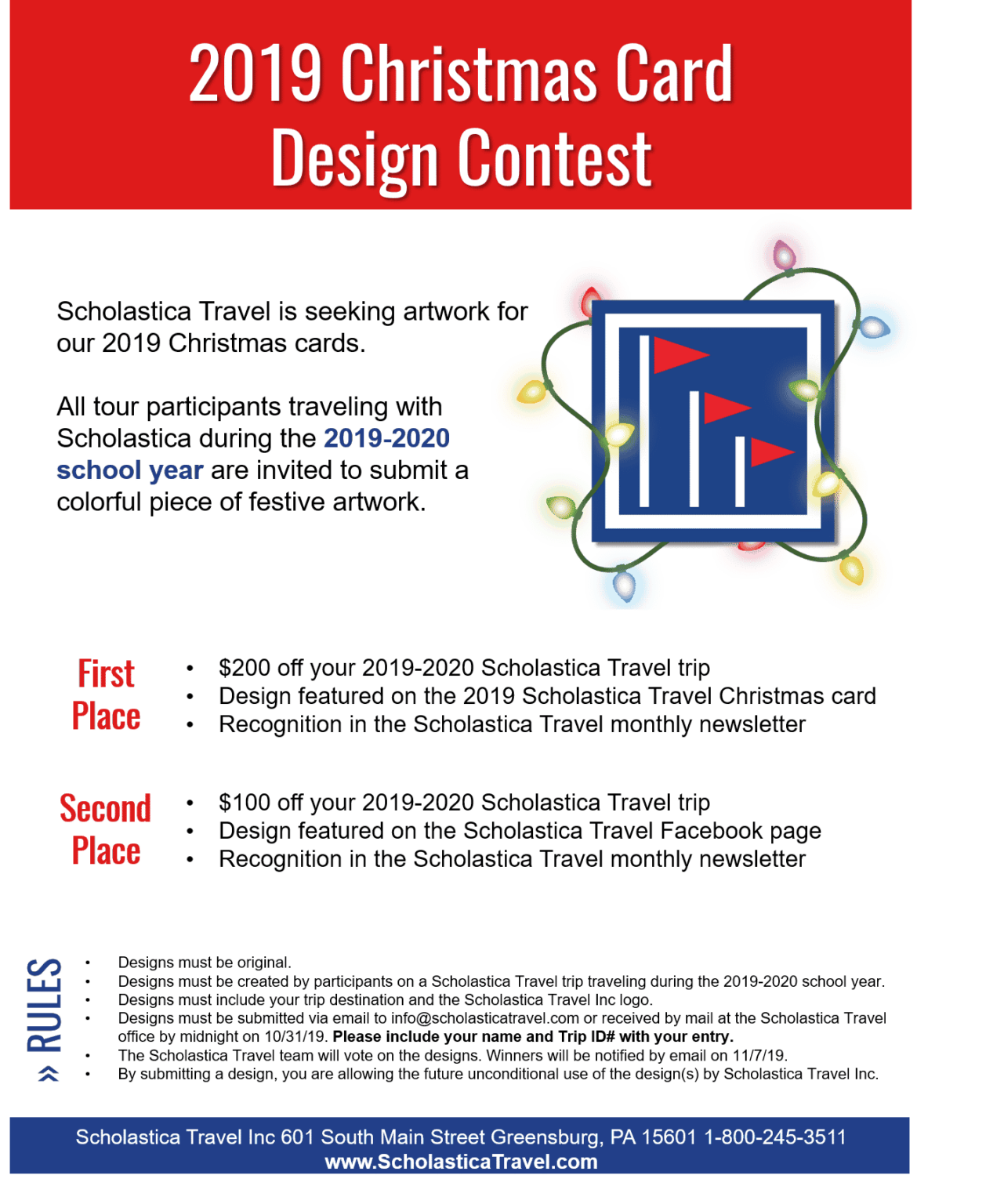 2022 Christmas Card Design Contest - Scholastica Travel